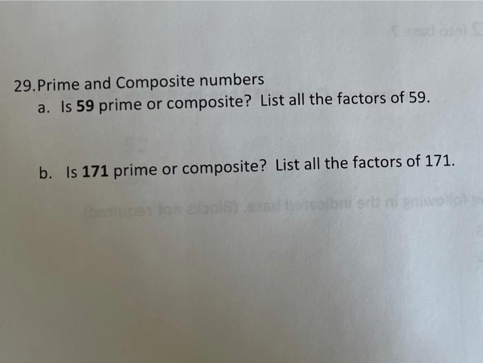 Solved 29.Prime and Composite numbers a. Is 59 prime or | Chegg.com