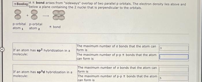 Solved π Bonding A bond arises from "sideways" overlap of | Chegg.com