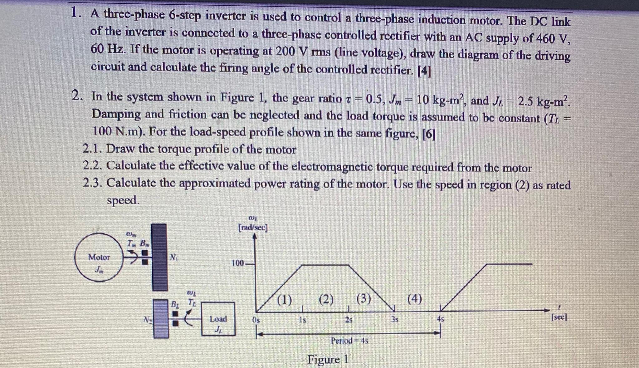 Solved A three-phase 6-step inverter is used to control a | Chegg.com