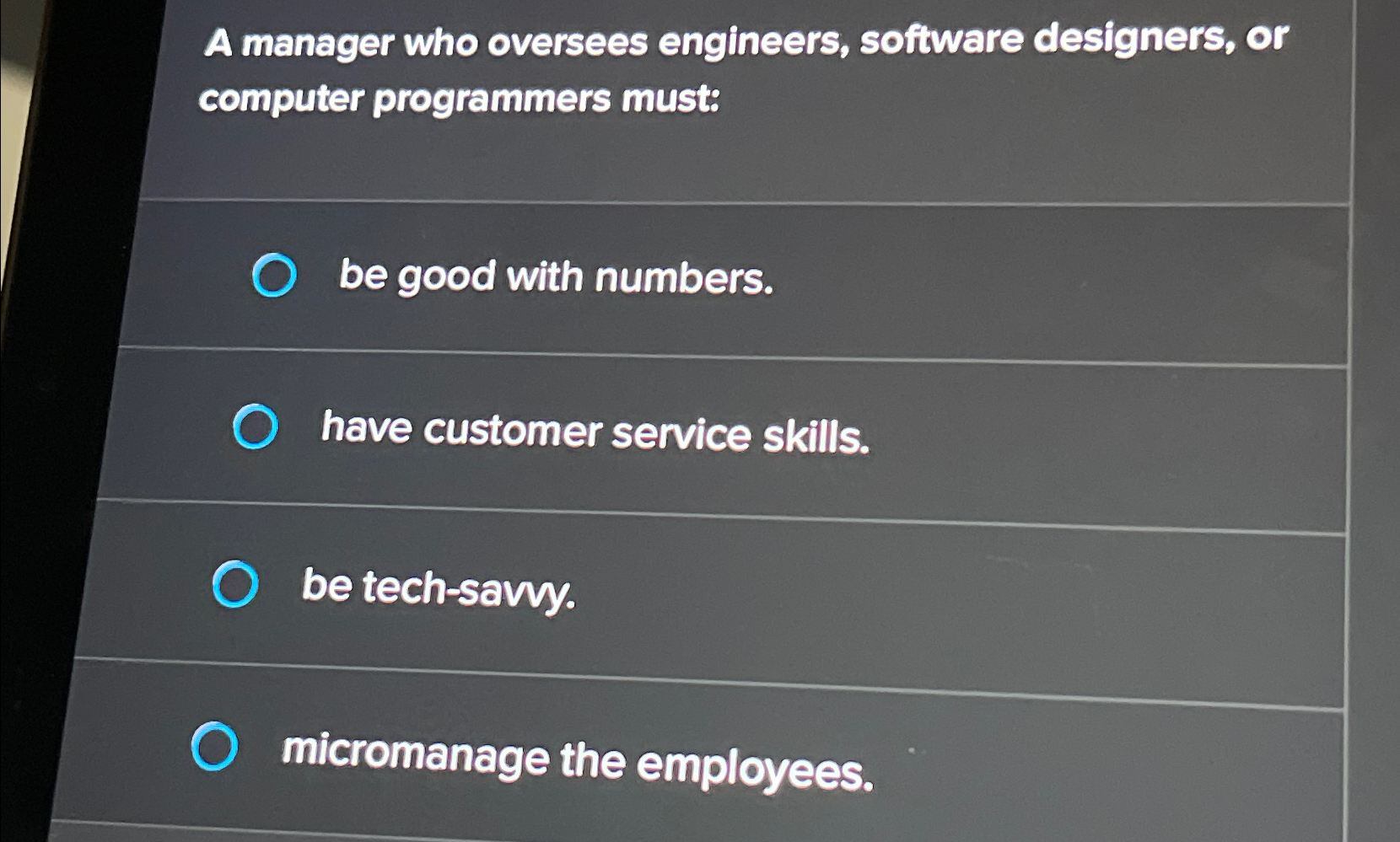 Solved A manager who oversees engineers, software designers, | Chegg.com