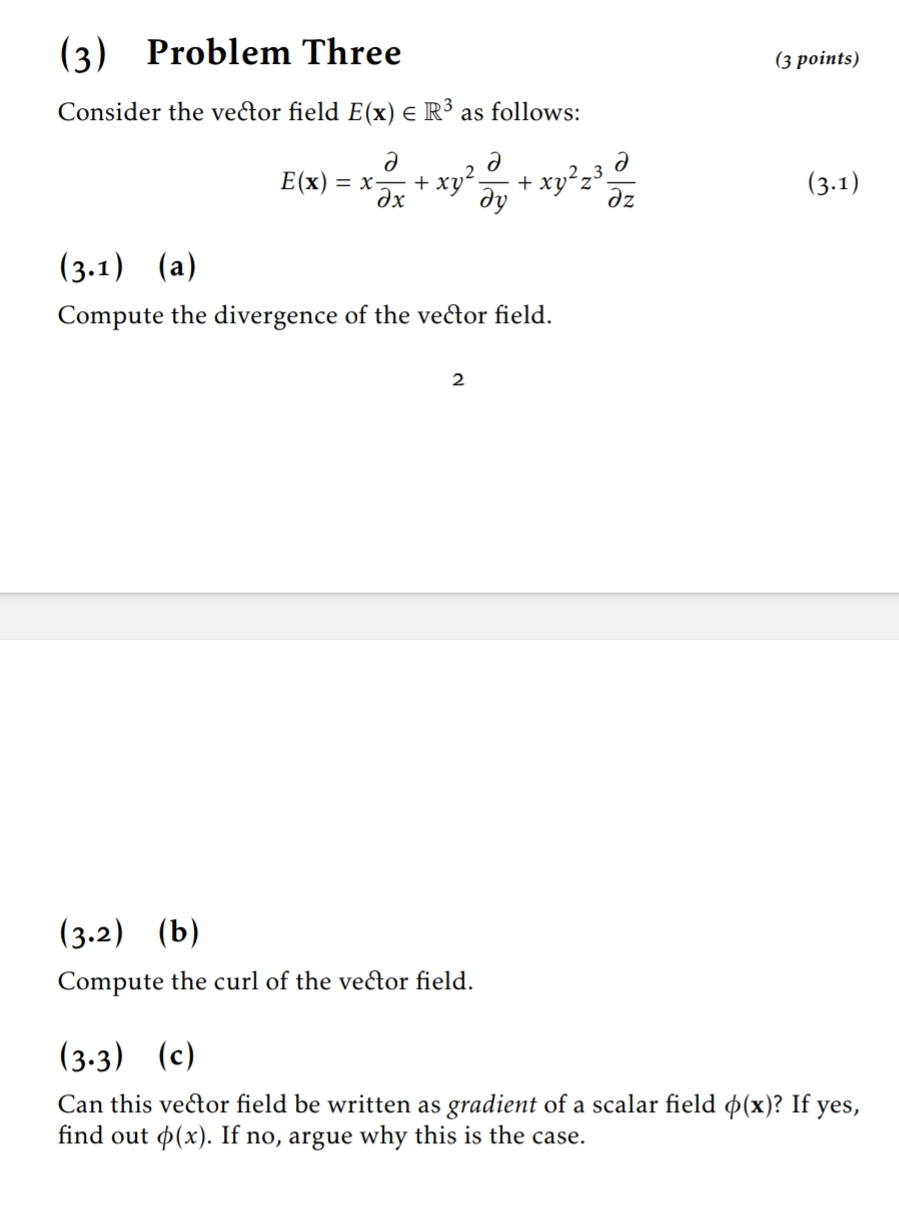 (3) ﻿Problem Three(3 ﻿points)Consider the vector | Chegg.com