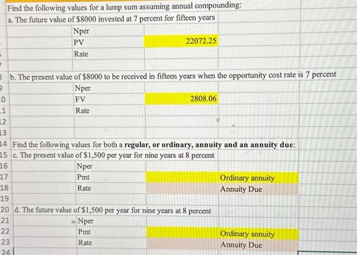 Solved 5 7 Find the following values for a lump sum assuming | Chegg.com