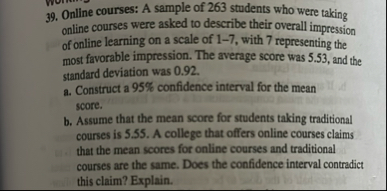 Solved Online courses: A sample of 263 ﻿students who were | Chegg.com