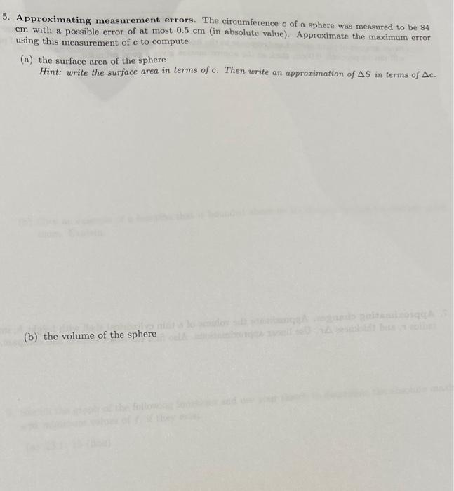 Solved Approximating measurement errors. The circumference c | Chegg.com