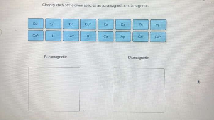 Solved Classify each of the given species as paramagnetic or | Chegg.com