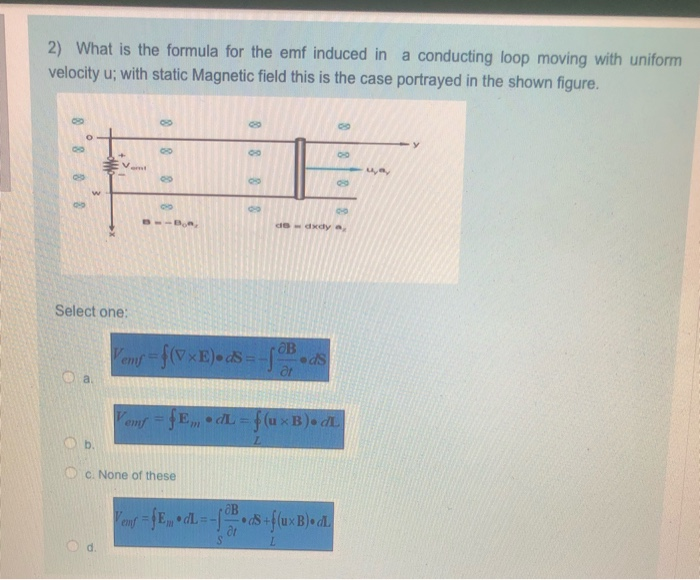 Solved 2) What is the formula for the emf induced in a | Chegg.com
