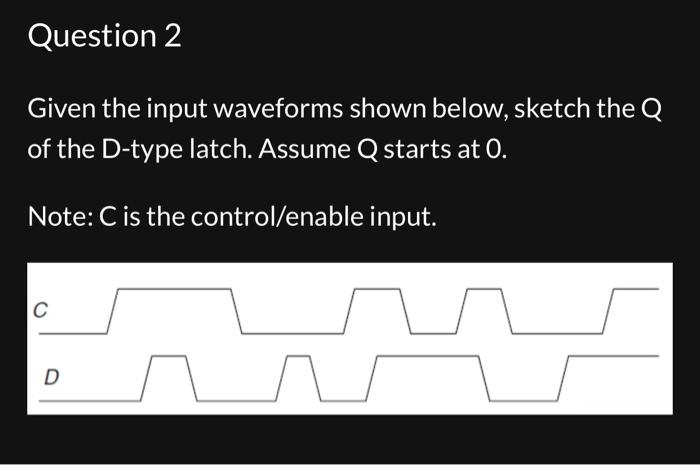 Solved Question 2 Given the input waveforms shown below, | Chegg.com
