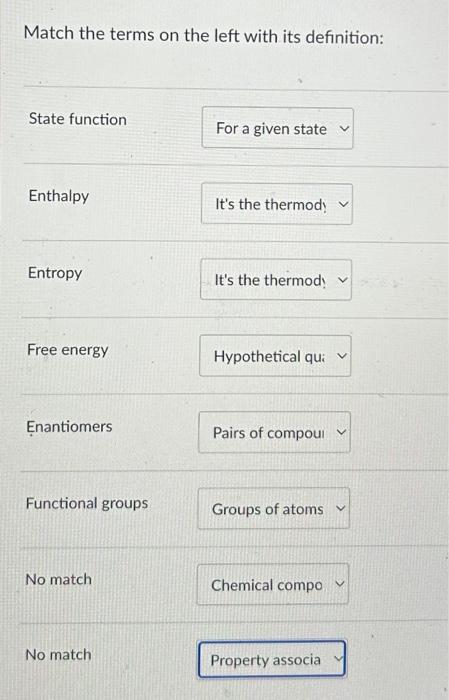 Solved matching term to definiton(the two terms with "no | Chegg.com