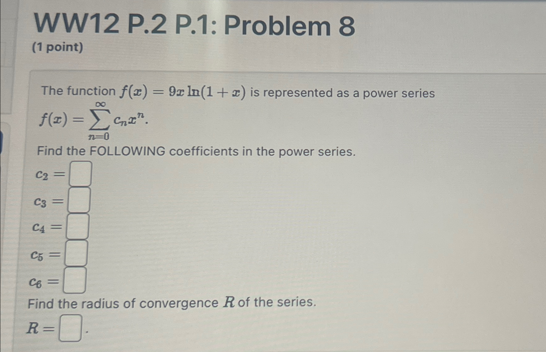 Solved WW12 ﻿P. 2 ﻿P.1: Problem 8(1 ﻿point)The function | Chegg.com