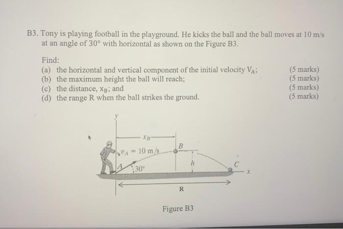 Solved B3. Tony is playing football in the playground. He | Chegg.com