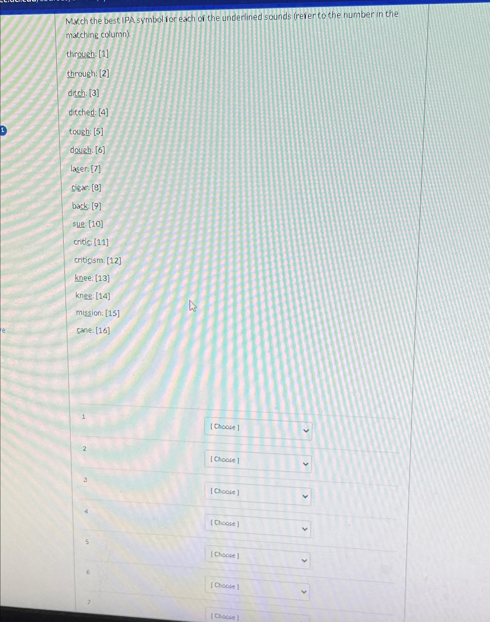 Solved Match the best IPA symbol for each of the underlined | Chegg.com