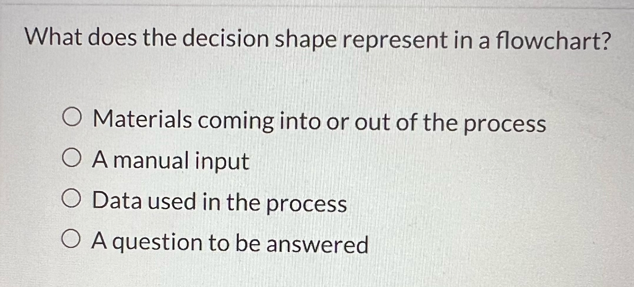 Solved What does the decision shape represent in a | Chegg.com
