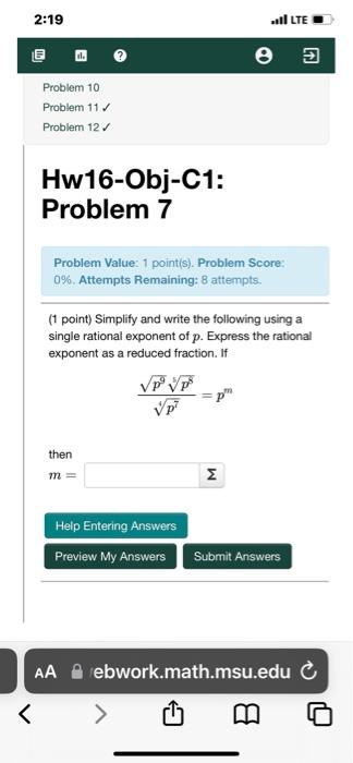 Solved Problem Value: 1 point(s). Problem Score: 0\%. | Chegg.com