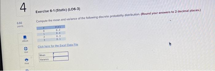 Solved Exercise 6-1 (Static) (LO6-3) Compute the mean and | Chegg.com