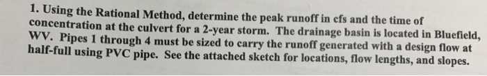 1. Using the Rational Method, determine the peak | Chegg.com