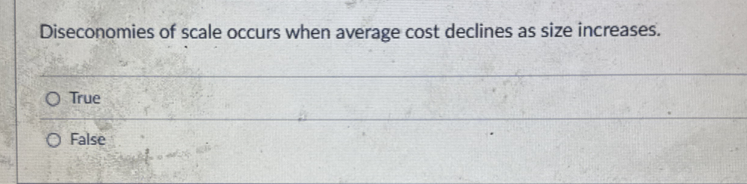 Solved Diseconomies of scale occurs when average cost | Chegg.com