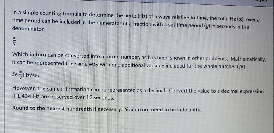 Solved In a simple counting formula to determine the hertz | Chegg.com