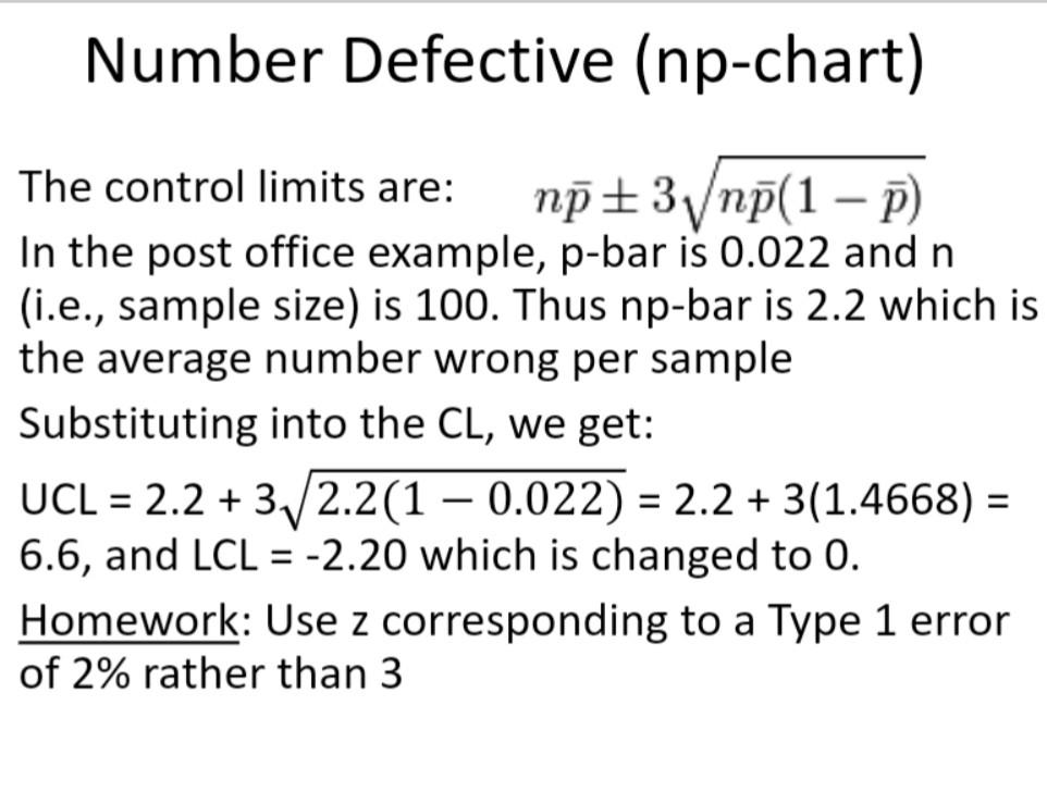 Solved Number Defective (np-chart) The control limits are: | Chegg.com
