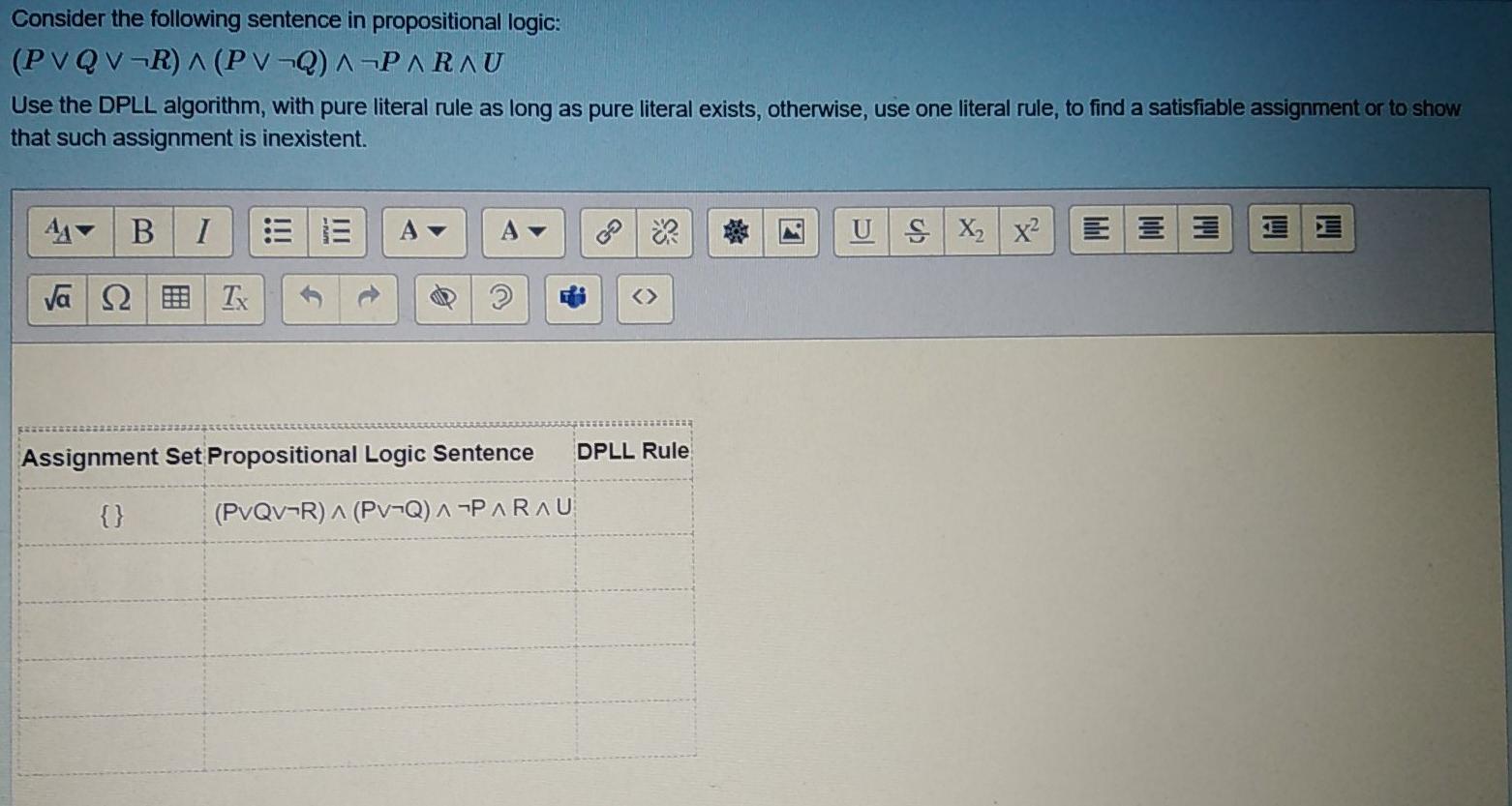 Solved Consider the following sentence in propositional | Chegg.com