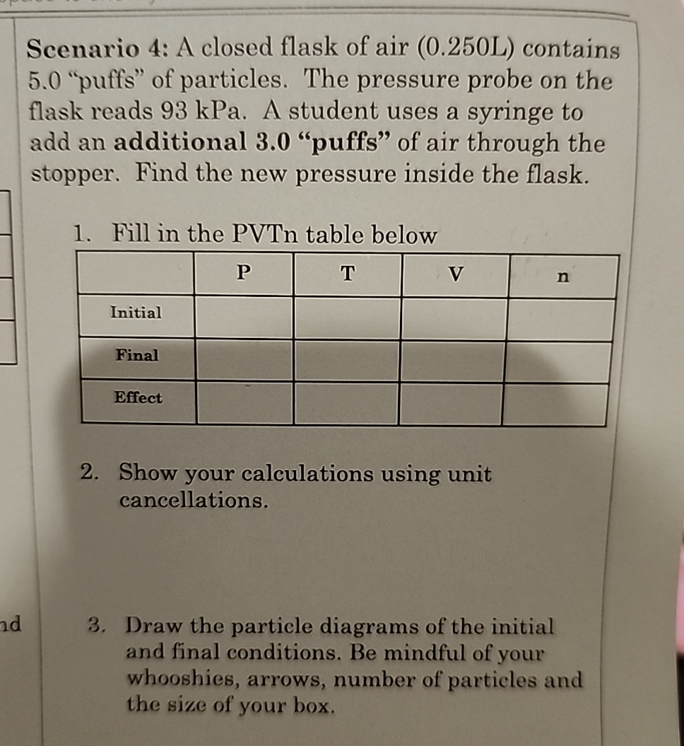 Solved Scenario 4: A closed flask of air (0.250L) ﻿contains | Chegg.com