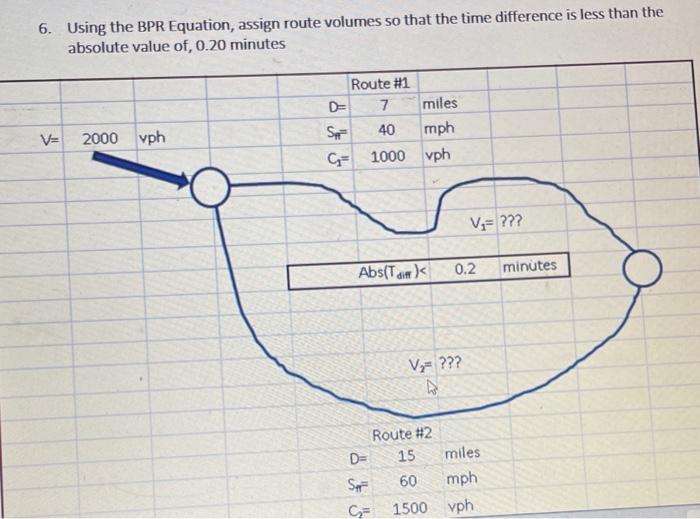 Solved 6. Using the BPR Equation, assign route volumes so | Chegg.com