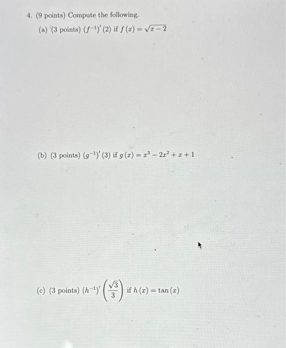 4. (9 points) Compute the following. (a) (3 points) | Chegg.com