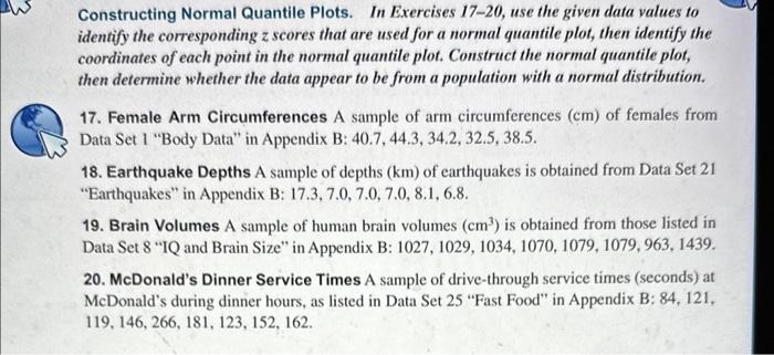 Solved Constructing Normal Quantile Plots. In Exercises | Chegg.com