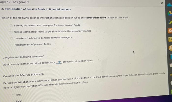 Solved apter 26 Assignment X 2. Participation of pension | Chegg.com
