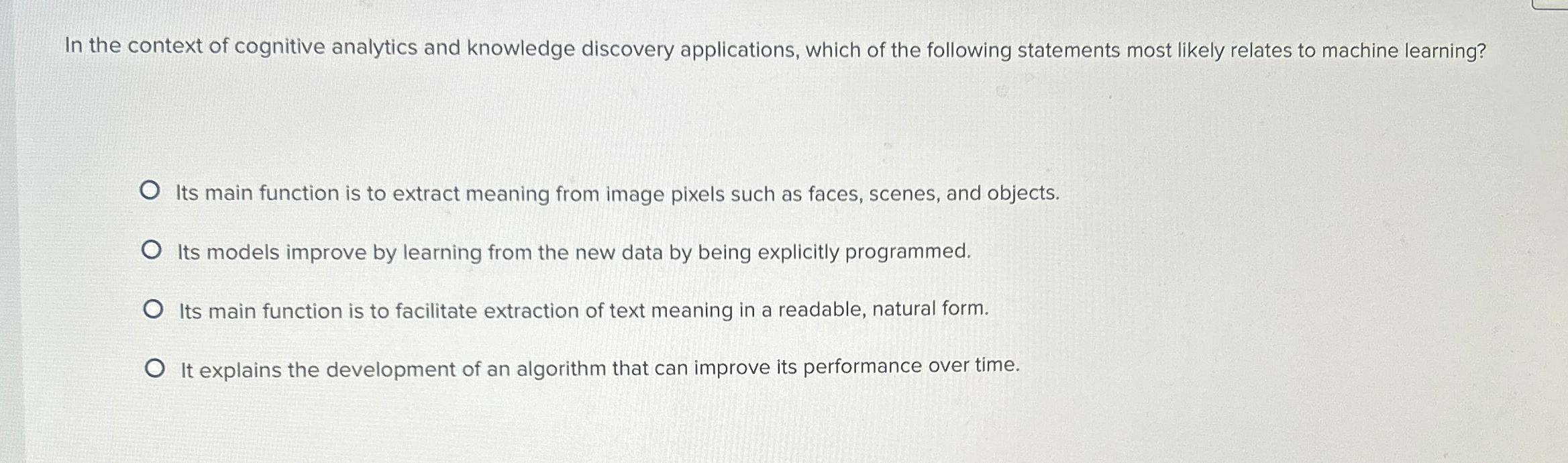 Solved In the context of cognitive analytics and knowledge | Chegg.com