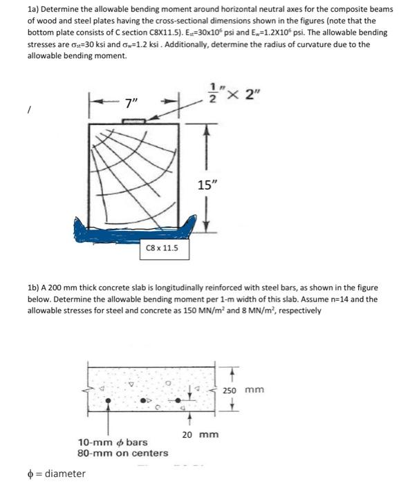 Solved 1a) Determine the allowable bending moment around | Chegg.com