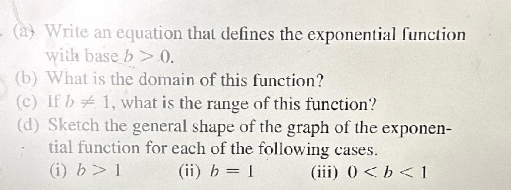 Solved (a) ﻿Write an equation that defines the exponential | Chegg.com