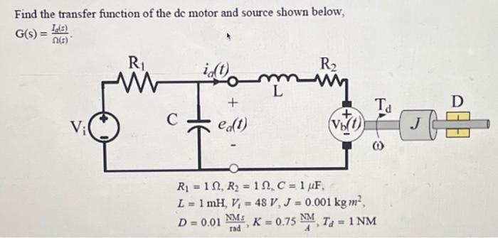 Solved Find the transfer function of the dc motor and source | Chegg.com
