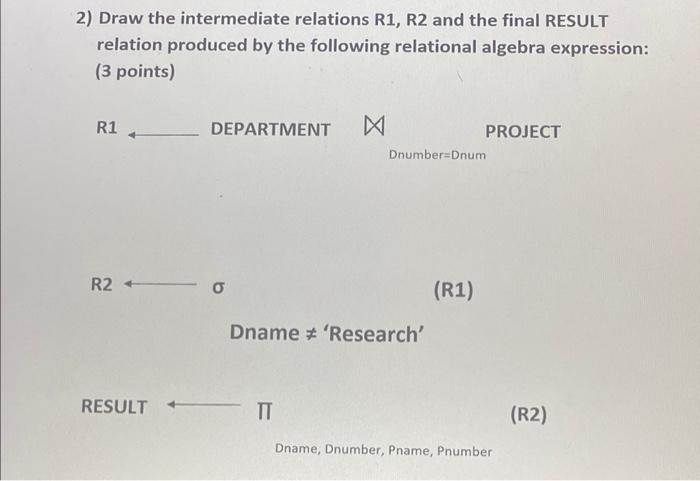 Solved 2) Draw the intermediate relations R1, R2 and the | Chegg.com