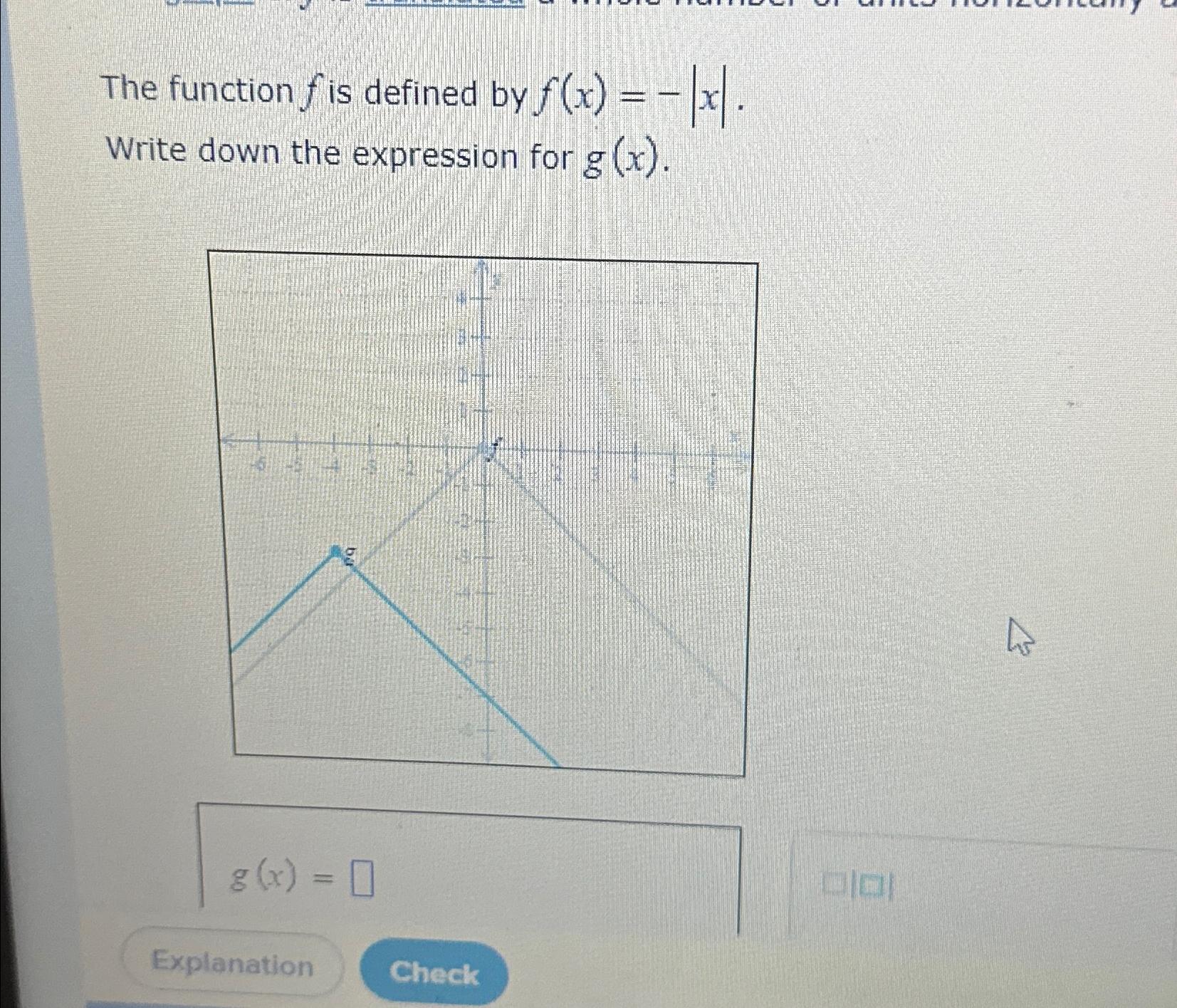 Solved The function f ﻿is defined by f(x)=-|x|.Write down | Chegg.com