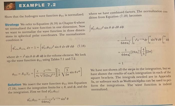 Solved Show That The Hydrogen Wave Function ψ211 Is