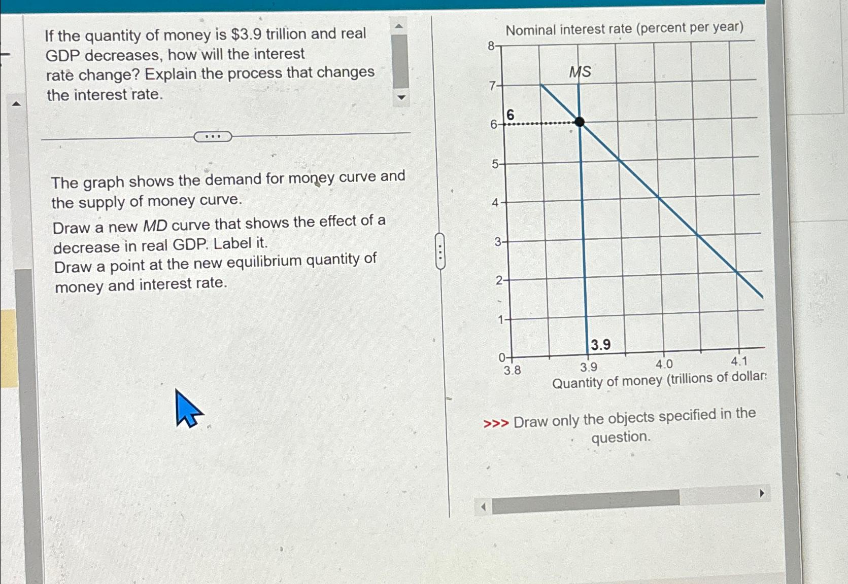 Solved If the quantity of money is $3.9 ﻿trillion and real | Chegg.com