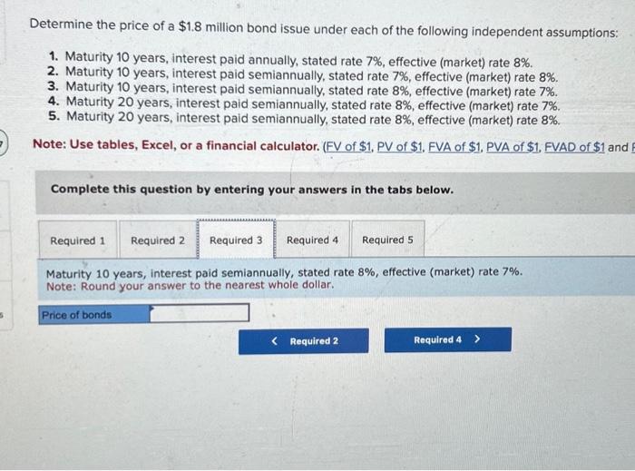 Solved Determine the price of a $1.8 million bond issue | Chegg.com