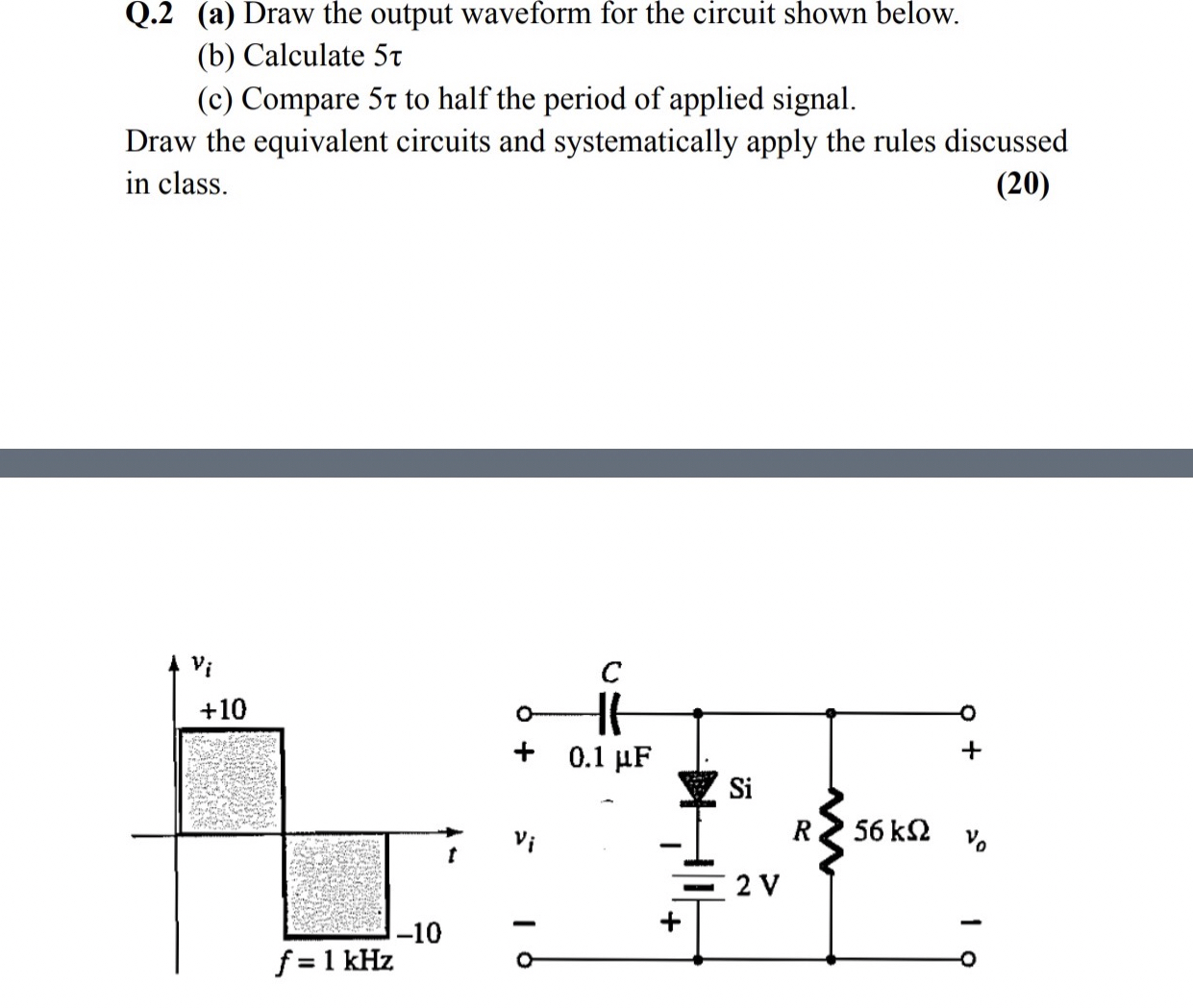 Solved Q. 2 (a) ﻿Draw the output waveform for the circuit | Chegg.com