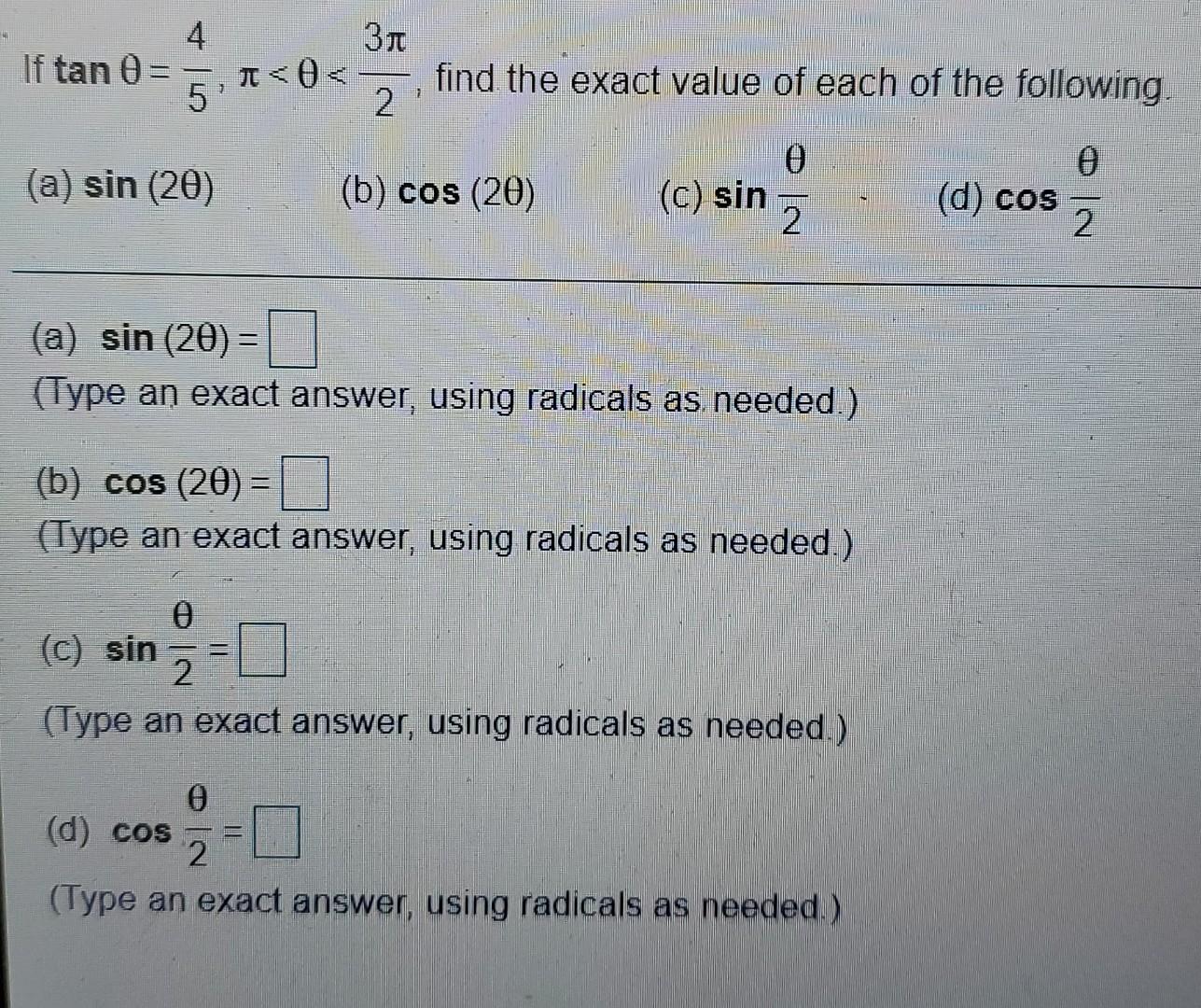 Solved Зл If tan 0 n | Chegg.com