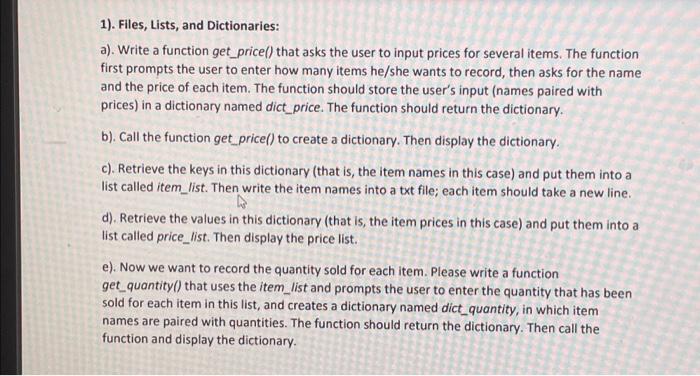 Solved HELP WITH FILE PYTHON CODING1). Files, Lists, and | Chegg.com