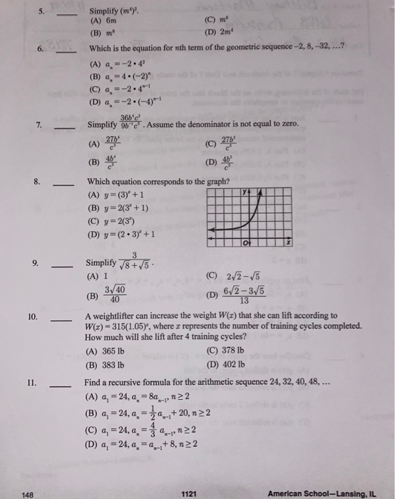 Solved Simplify (m) (A) 6m (C) m (B) m (D) 2m Which is the | Chegg.com