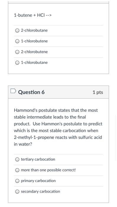 Solved 1-butene + HCI --> 2-chlorobutane 1-chlorobutene | Chegg.com