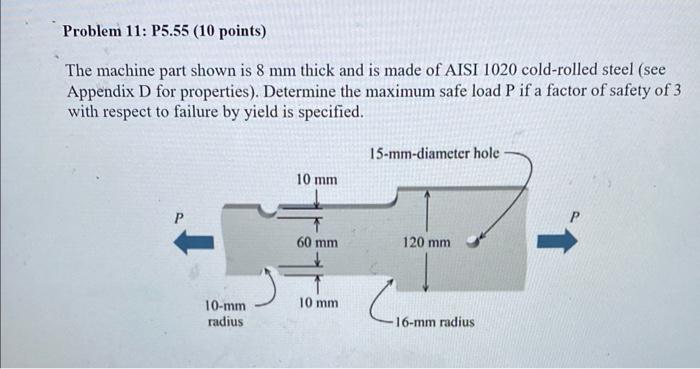 Solved The machine part shown is 8 mm thick and is made of | Chegg.com
