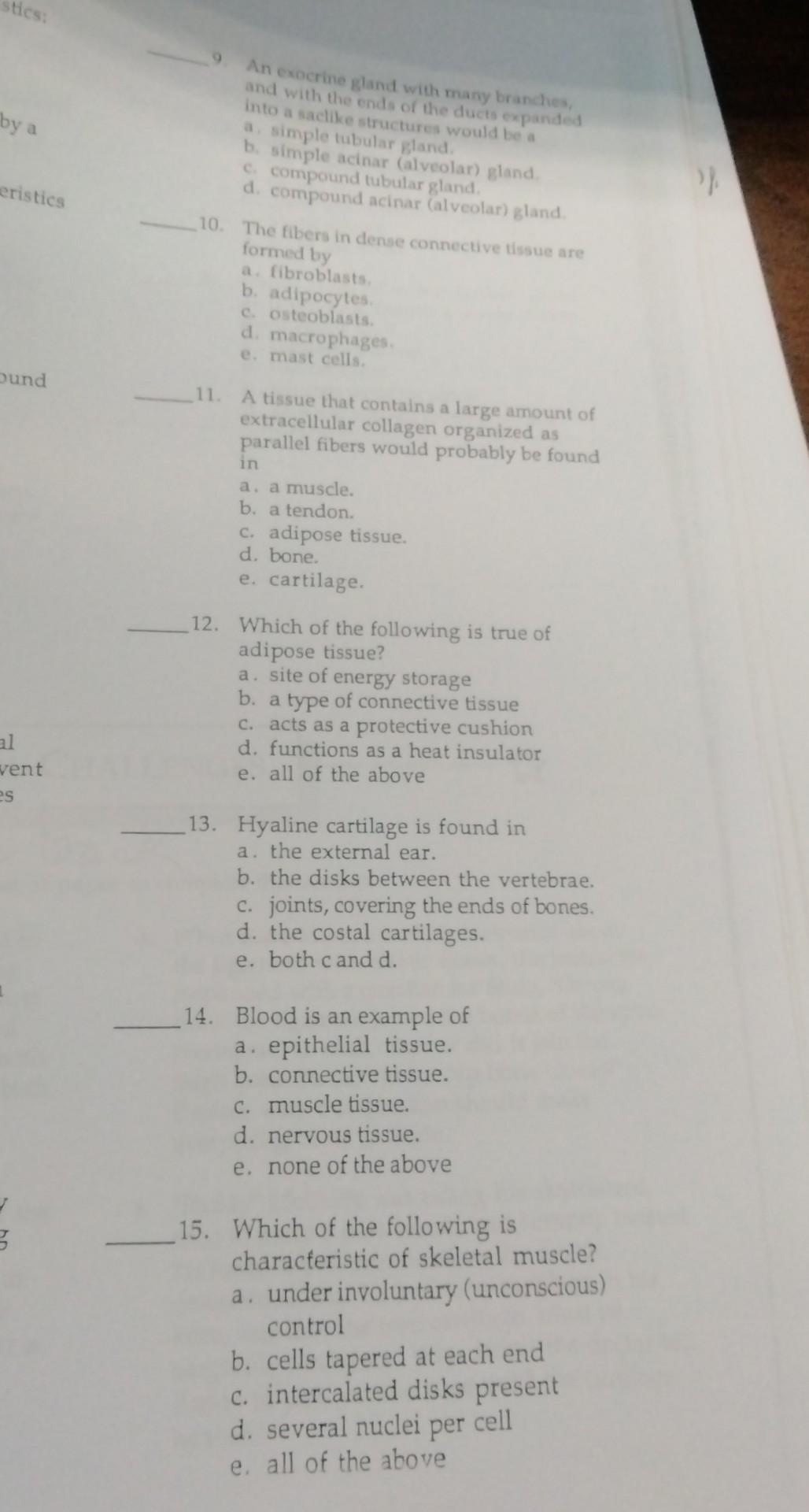 Solved 9. An exocrine gland with many branches. and with the | Chegg.com