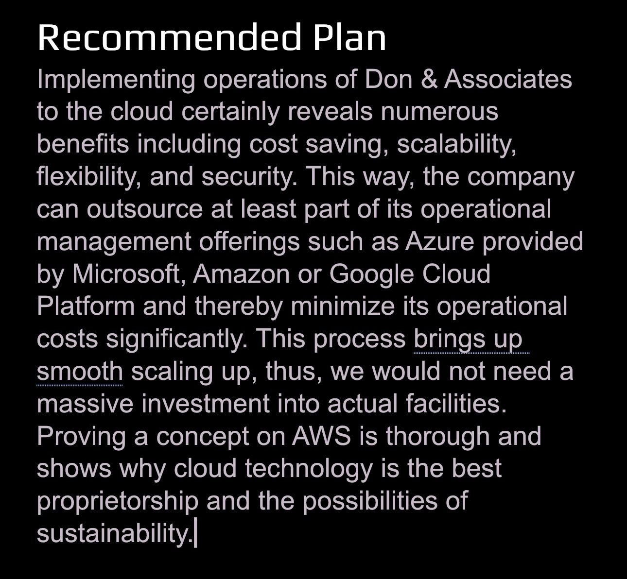 Solved Recommended PlanImplementing operations of Don & | Chegg.com