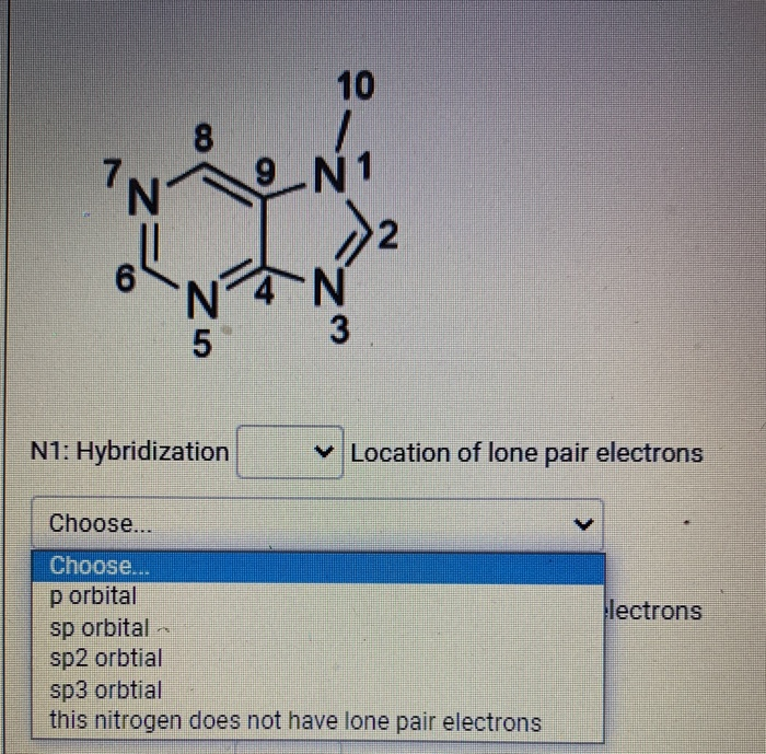 Solved For the molecule below, indicate the hybridization of | Chegg.com