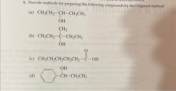 Solved 5. Provide methods for preparing the following | Chegg.com