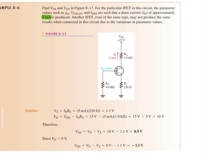Solved Find VDS and VGS in Figure 8-17. For the particular | Chegg.com