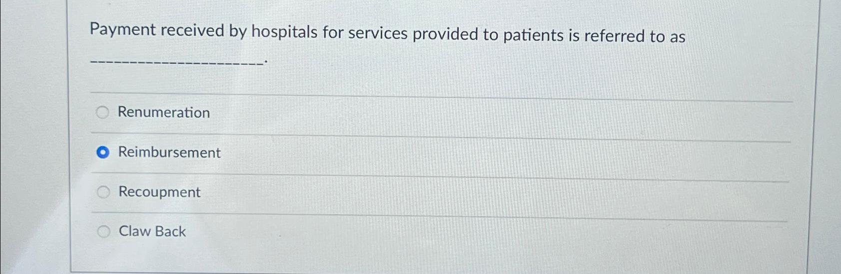 Solved Payment received by hospitals for services provided | Chegg.com