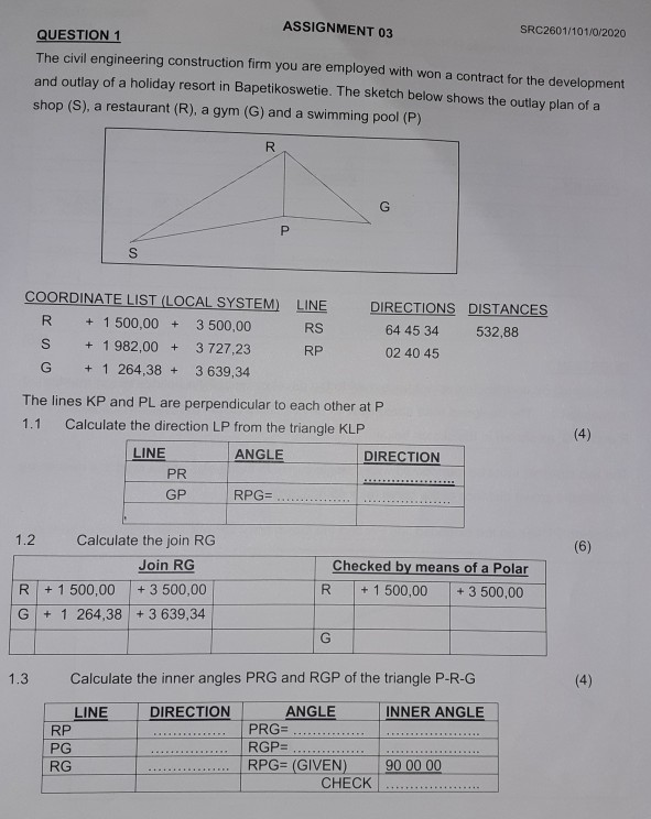 Solved ASSIGNMENT 03 SRC2601/101/0/2020 QUESTION 1 The civil | Chegg.com